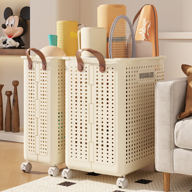 Yoga mat storage basket household foldable badminton racket fitness ...