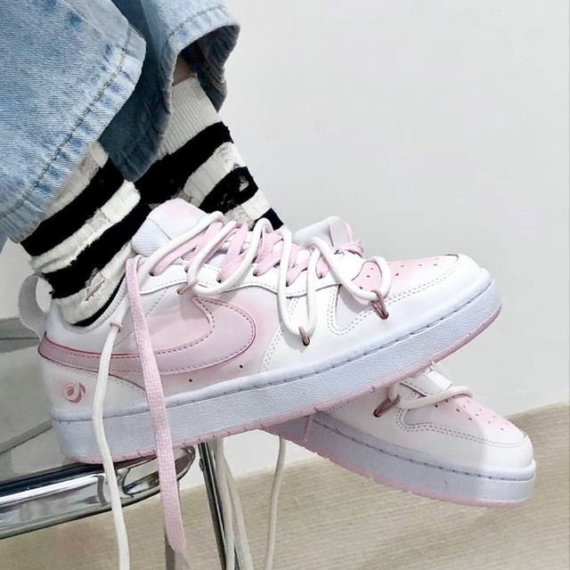 Customized sneakers NikeNikeCourtBorough Steam Puppet Peach Girl Pink ...