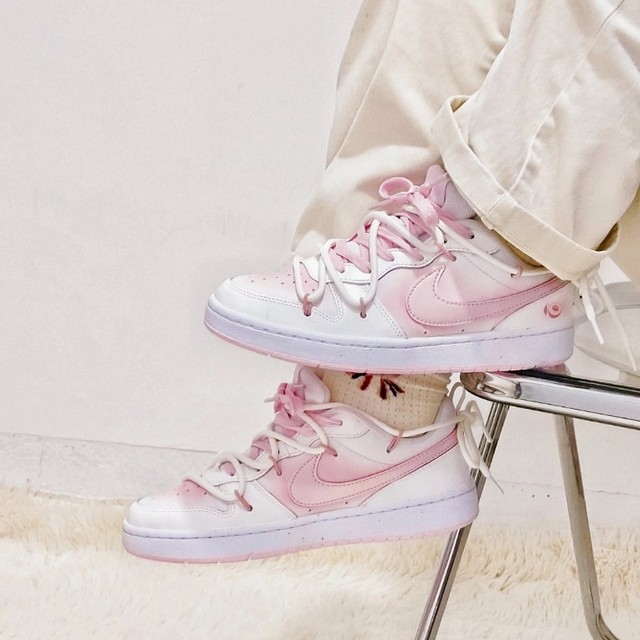 Customized sneakers Nike Court Borough Steam Puppet Peach Girl Pink ...