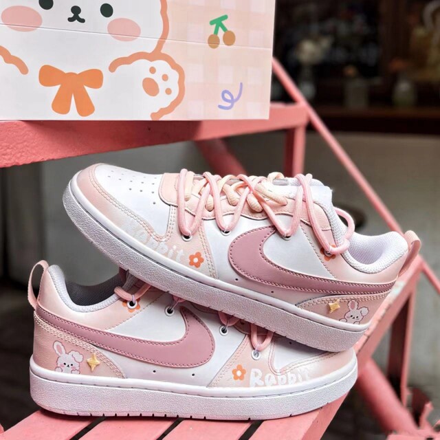 Customized Sneakers Nike Court Borough Low Cute Rabbit Deconstructed ...