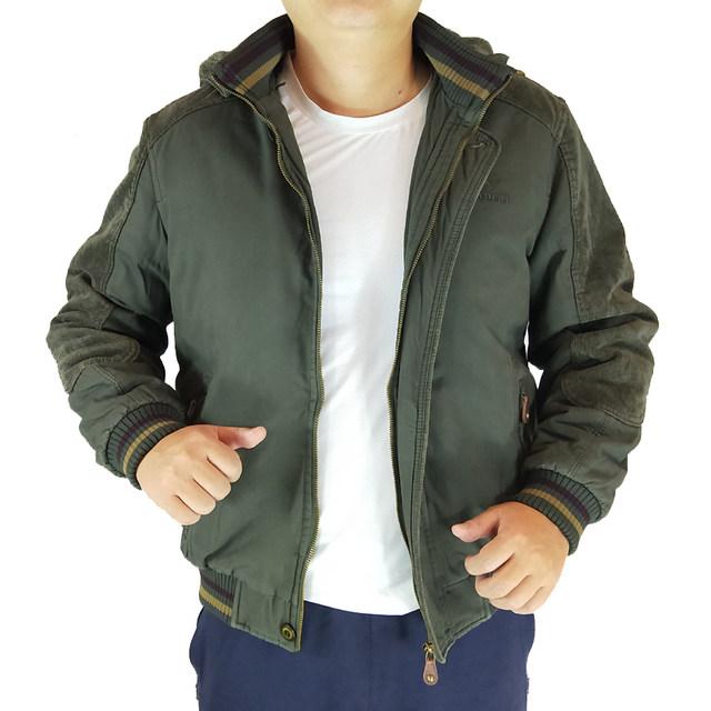 Spring, Autumn and Winter Jacket Men's Pure Cotton Washed Plus Size ...