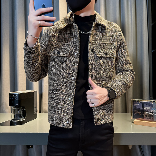 Autumn and winter woolen woolen jacket men's high -end tide brand ...