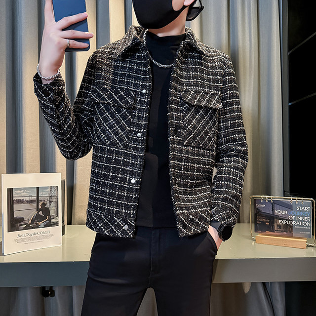 Autumn and winter woolen woolen jacket men's high -end tide brand ...