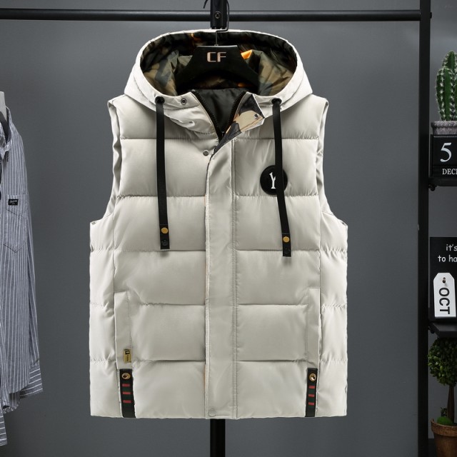 Vest men's 2023 autumn and winter trendy outer wear loose thickened down cotton vest men's ...