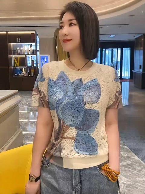 Gujiazi 2025 new top Tensil linen shirt printed hollow diamond short ...