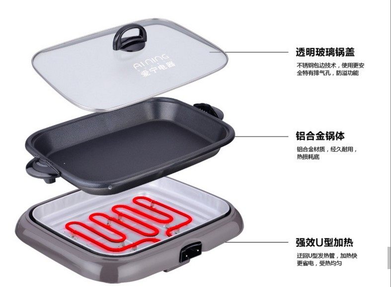 Lò Nướng Điện & Nồi Lẩu Aining - Mô Hình Gia Dụng Đa Năng AN-301