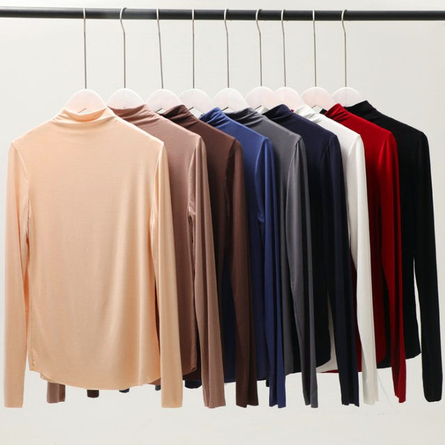 Autumn and winter new product Modal long -sleeved T -shirt female half ...