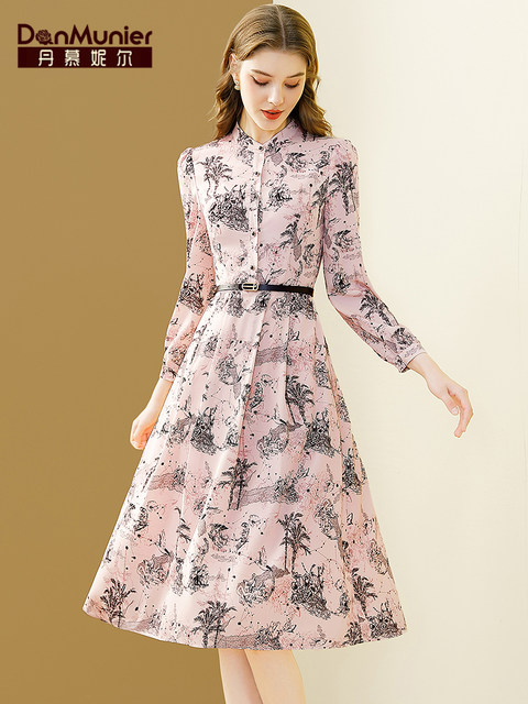 Dan Munier French Socialite Printed Dress Women's 2025 Early Spring New ...