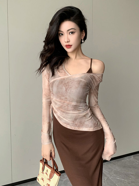 Ji Jinqi's elegant style pure and stylish unique and unique brown half ...