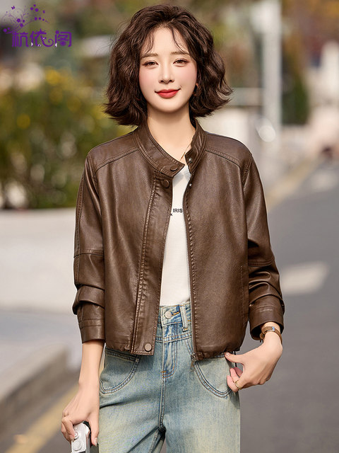 Small leather jacket for women short 2025 new spring and autumn cool ...