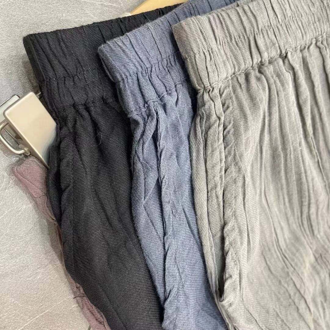 Spring and summer new style ramie double-layer gauze thick casual pants ...
