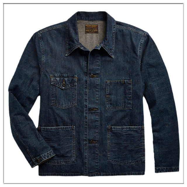 RRL double R steam locomotive workwear men's denim jacket autumn and ...