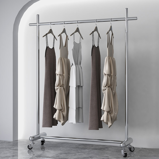 Clothing store display rack stainless steel brushed floor-standing ...