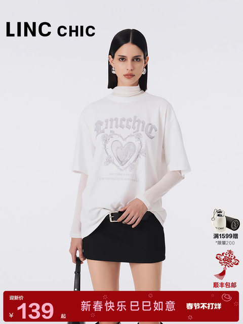 Lincchic Jin Yujie short -sleeved T -shirt women's silhouette white ...