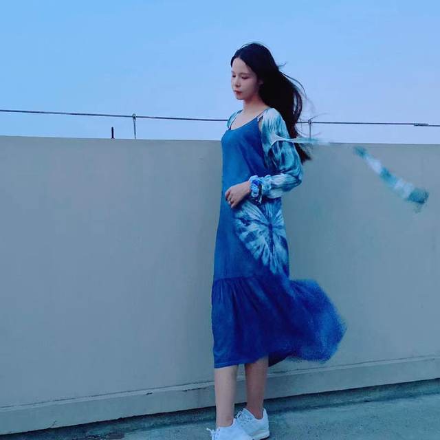 Yiche tie-dye original design handmade plant blue dyeing literary and ...