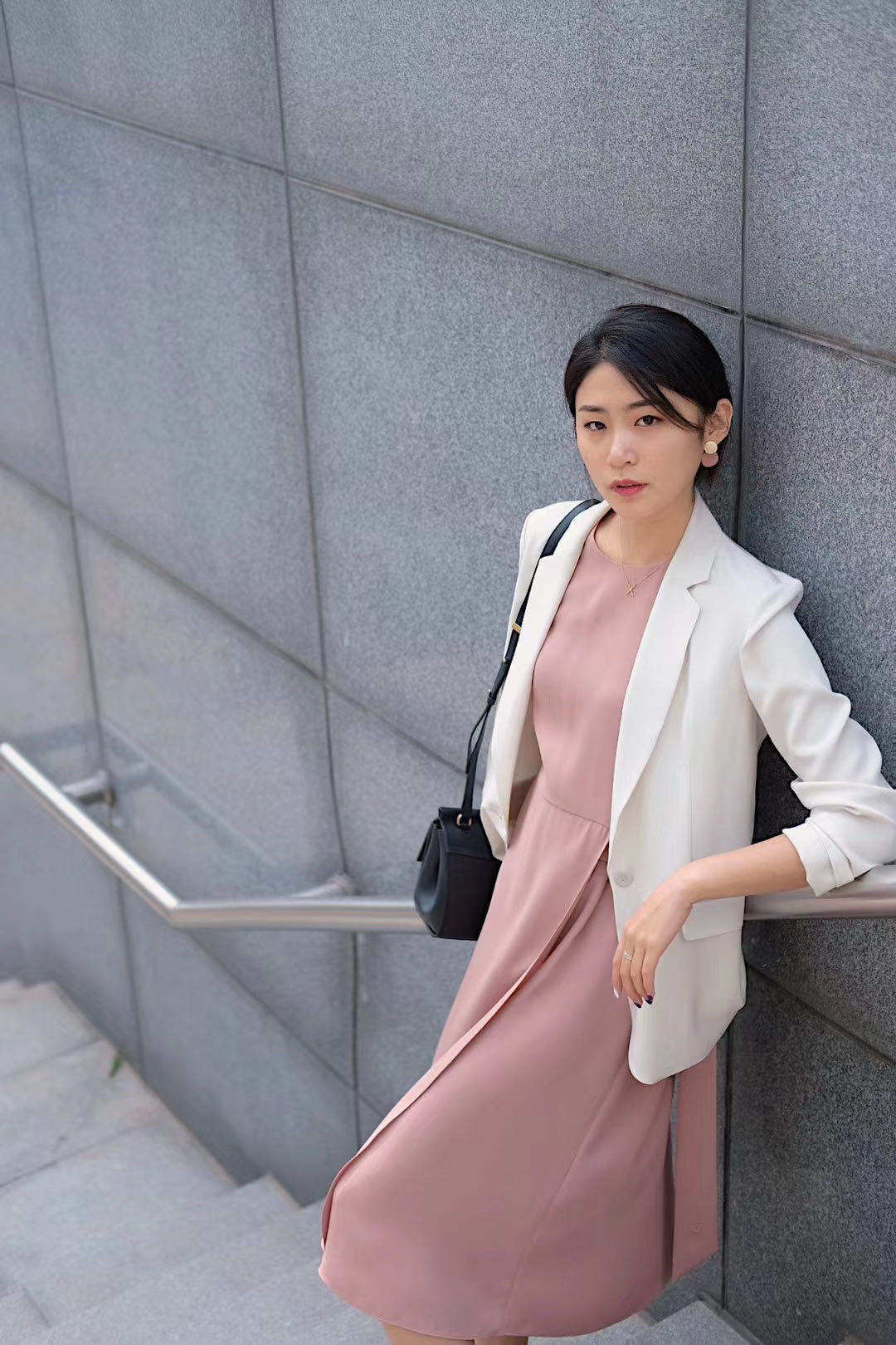 Spot 40mm elastic heavy crepe loose suit