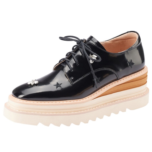 Rhinestone Square Toe Platform Shoes Women's Thick Sole 2024 Spring and ...