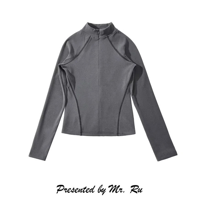 American retro topstitched double-sided German velvet raglan sleeve ...