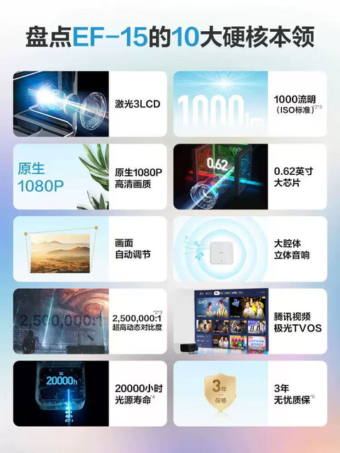 Epson EF-15B/15W full color laser projector 3LCD home stereo side projection intelligent adjustment