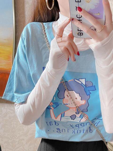 Ultra-thin see-through sunscreen bottoming shirt women's summer ice ...