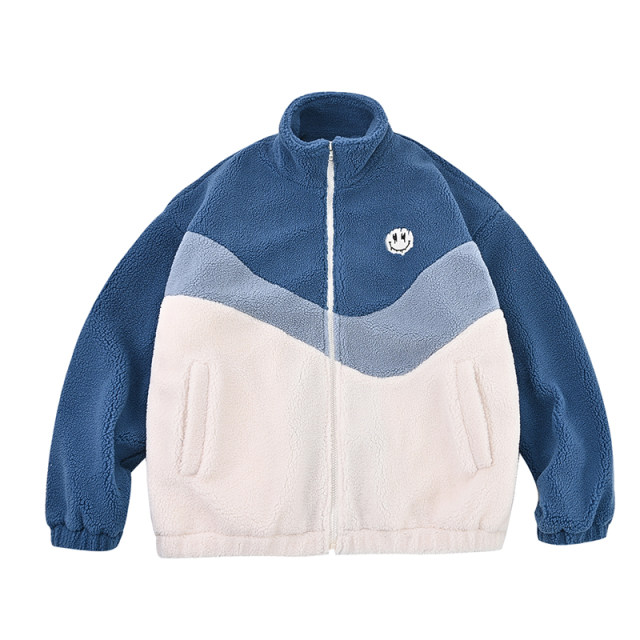 RAPPEYE Stitching Sherpa Jacket Men's Winter Thickened Loose Couple ...