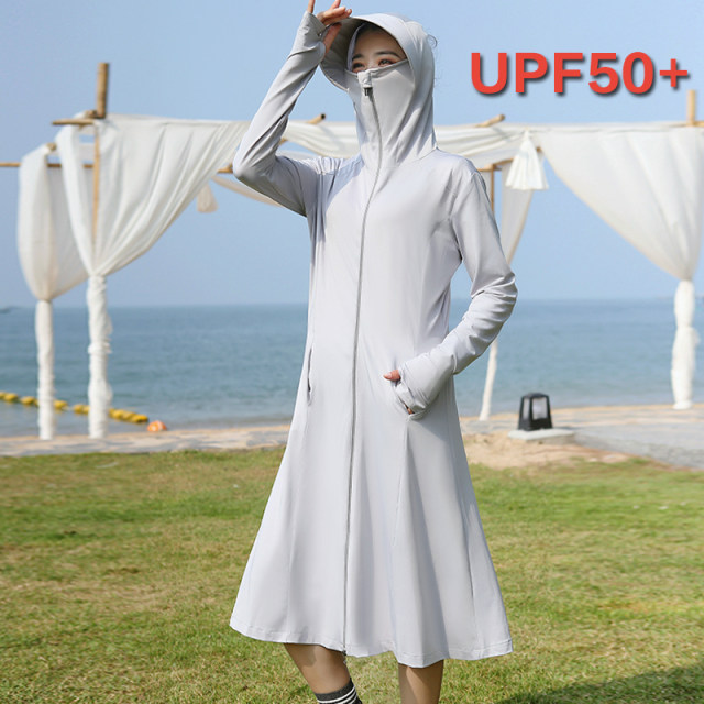 2024 Ice Silk Sun Protection Clothing Women's Mid-Length Summer Korean ...