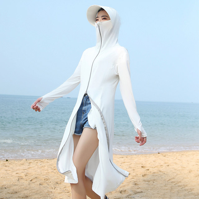 2024 Ice Silk Sun Protection Clothing Women's Mid-Length Summer Korean Style Outdoor Sun ...