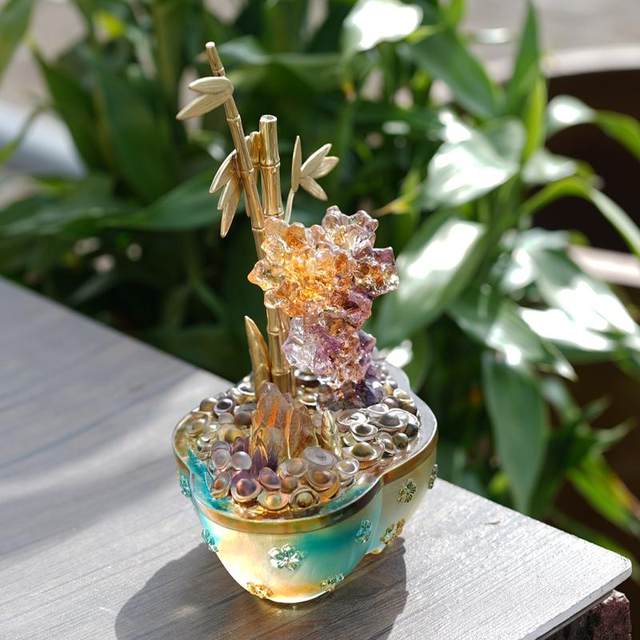 Liuli Wealth High -rise Bamboo Mountain Stone Julipao Home Decoration ...