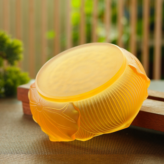 Glazed lotus leaf cornucopia treasure jar home living room shop desktop ...