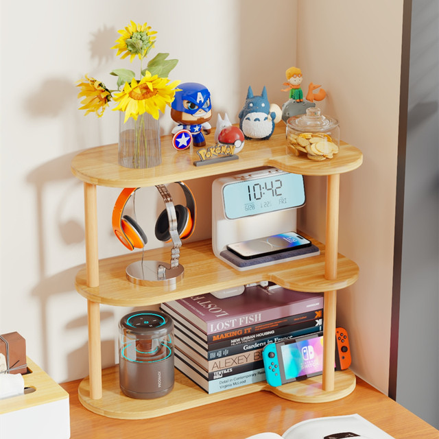 Desktop corner bookshelf storage multi-layer storage rack table ...