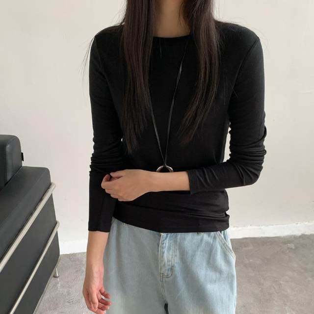 N.Z.N round neck high elastic slim long sleeve knitted bottoming shirt