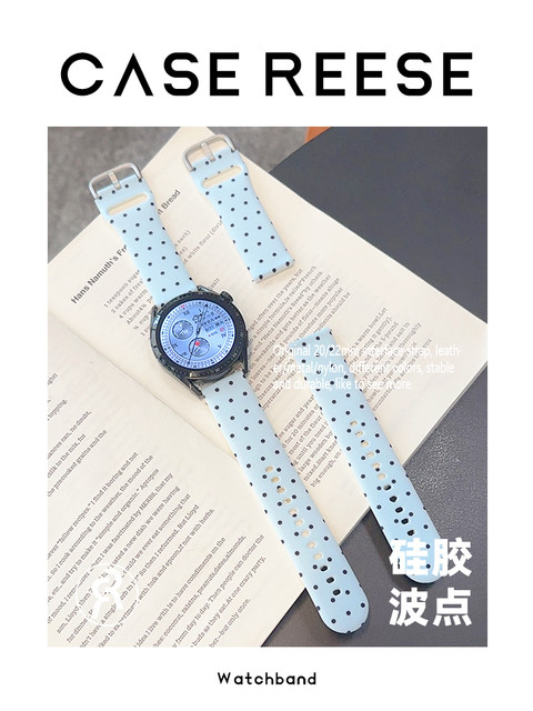 Light blue polka dot silicone strap suitable for Huawei GT5 watch GT3 ...