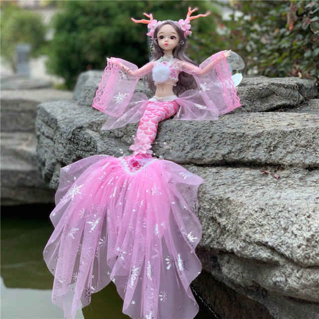 Hanfu mermaid doll girl toy with antlers children's birthday gift ...