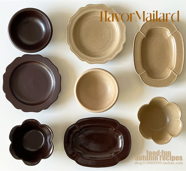 Lost blue Maillard color tableware, retro ceramic dinner plate, bowl ...