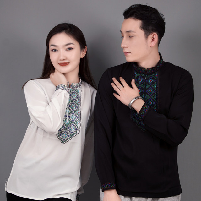 Xinjiang dance tops for men and women the same traditional long-sleeved ...