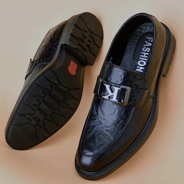 Slip-on leather shoes for men, Korean version, soft sole, soft leather ...