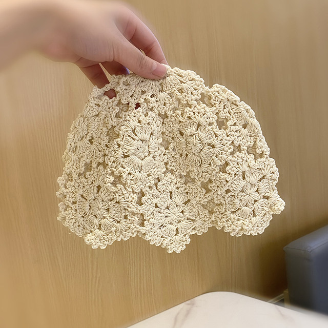 Hats for women Japanese style hollow handmade crocheted pullover hats ...