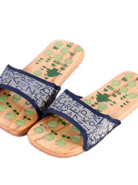 Guisen Wooden Monsoon Men and Women Jade Massage Wooden Slippers Wooden ...
