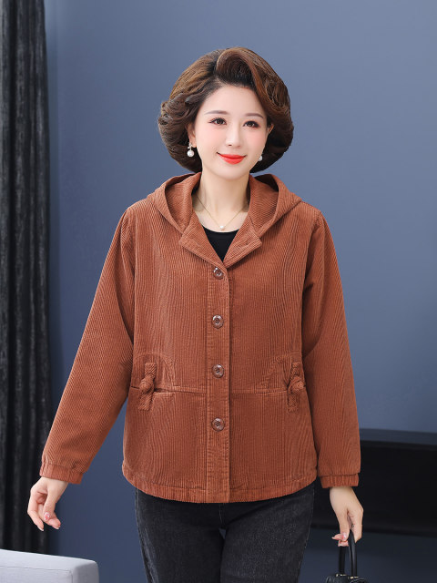 Cordylona Mom Coat Spring and Autumn New Hooding Jacket All -Cotton ...