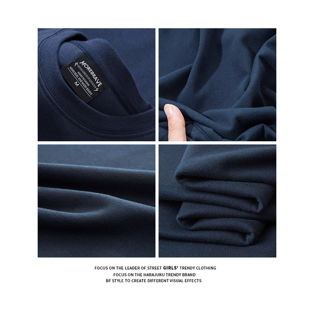 Japanese cute cartoon printed dark blue round neck sweater female loose ...