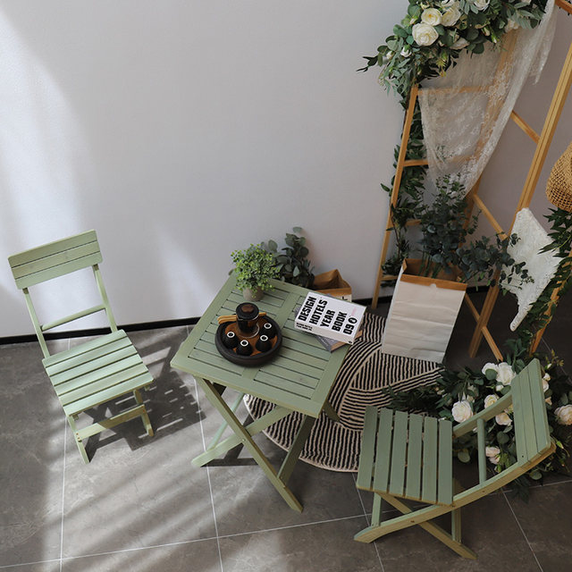 Folding tables and chairs small household balcony dining table simple ...