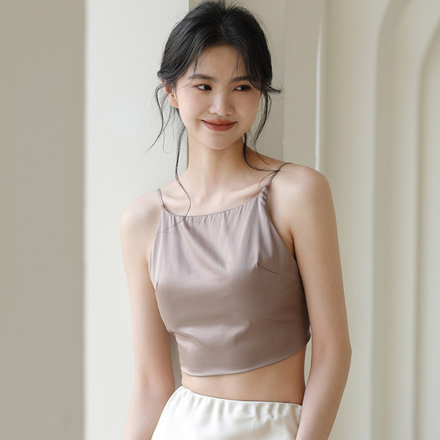 Silk underwear for women with padded small breast strap bra tube top ...