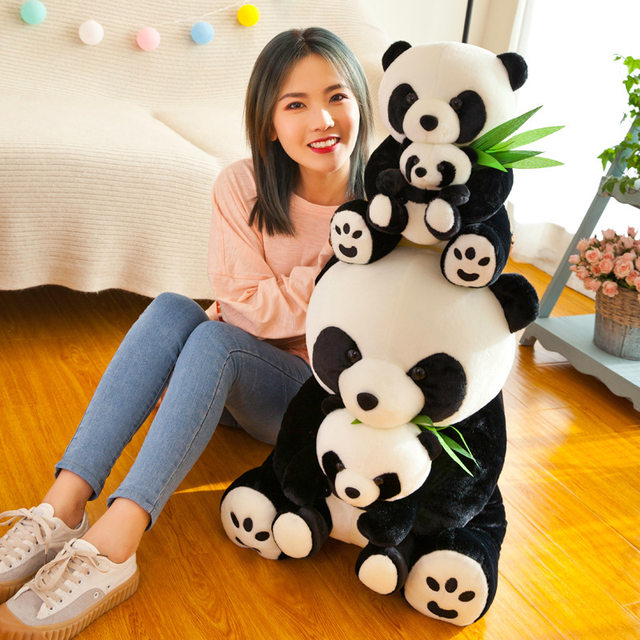 Mother and child panda doll, cute doll, small plush toy, authentic ...