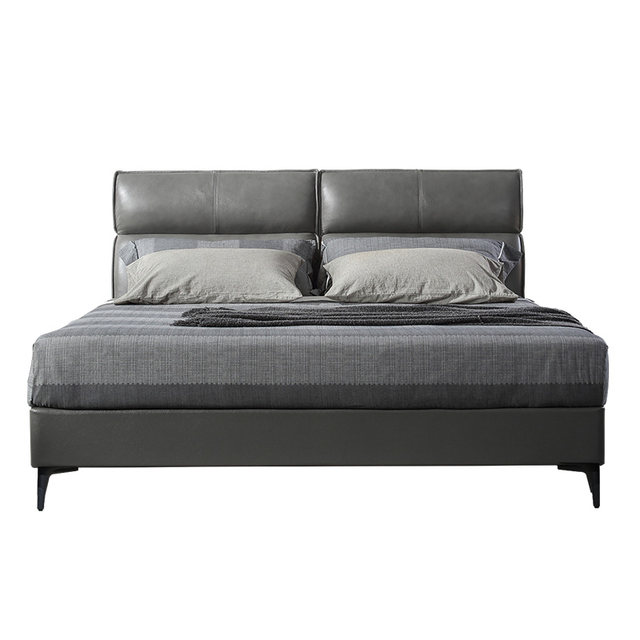 Yalan's head layer leather bed frame 1.8m bed meaning light luxury ...