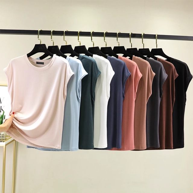 Sleeveless t-shirt for women, summer modal bottoming shirt, fashionable ...