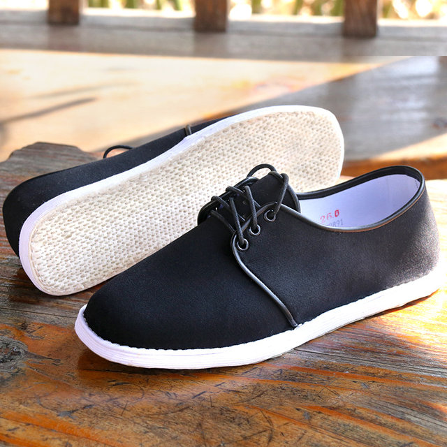 Old Beijing cloth shoes men's lace-up pure handmade multi-layer sole ...
