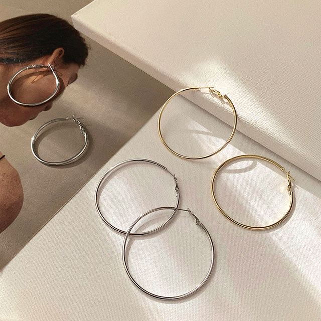 Temperament circle earrings for women 2025 new hot style high-end light ...