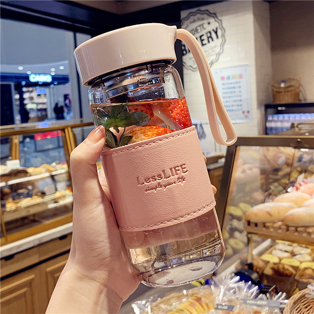 Korean version of fresh heat-resistant glass cup for women with lifting ...