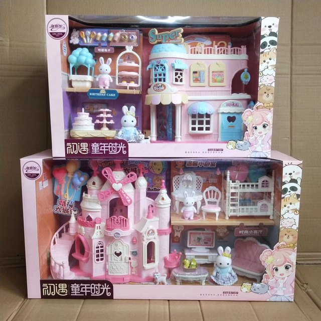 Yasini doll toy bunny big castle villa cartoon small kitchen cabinet ...