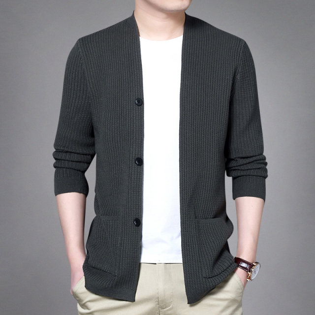 Spring and Autumn New Men's Knitted Cardigan Korean Style Slim Fashion ...